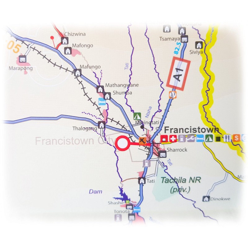 Tracks4Africa Traveller Paper Map of Botswana